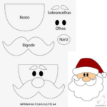 Molde do rosto do papai Noel - Ideias e Passo a passo